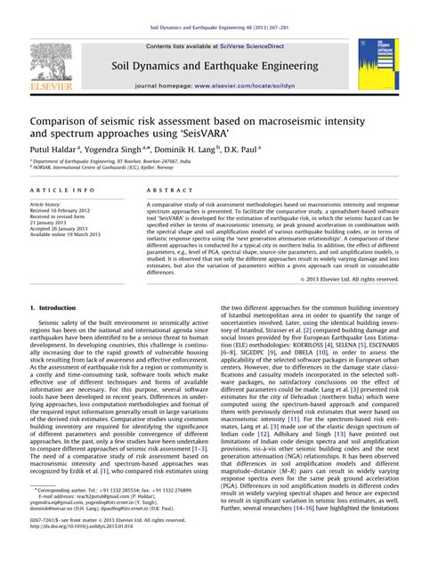 pdf comparison of seismic risk assessment based on macroseismic