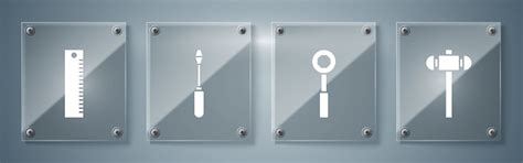 썰매 망치 렌치 스패너 드라이버와 통치자를 설정합니다 정사각형 유리 패널 벡터 건설 산업에 대한 스톡 벡터 아트 및 기타 이미지 건설 산업 교육 규모 Istock