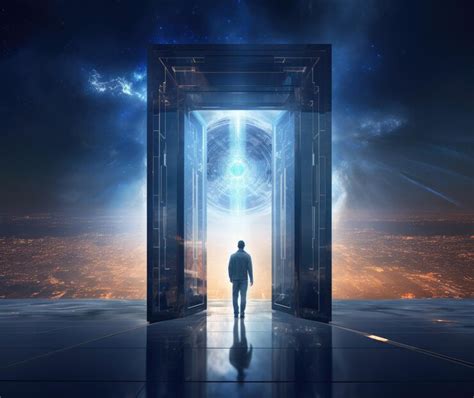 Premium Ai Image Man Standing In Front Of Opened Door To Another