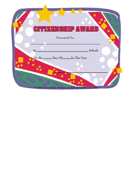 Citizenship Award Certificate Template Printable Pdf Download