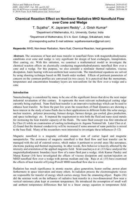Chemical Reaction Effect On Nonlinear Radiative Mhd Nanofluid Flow Over Cone And Wedge