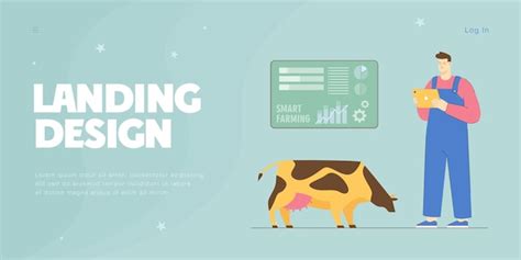 Free Vector Farmer With Tablet Analyzing Data About Cows