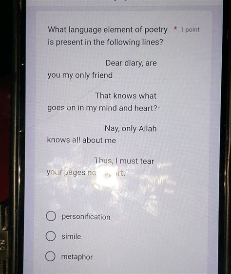 What Language Element Of Poetry 1 Point Is StudyX