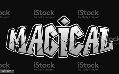 마법의 단어 트리피 사이키델릭 그래피티 스타일의 편지 벡터 손으로 그린 낙서 만화 로고 마법의 그림입니다 재미 있고 멋진 Trippy 편지 패션 티셔츠 포스터 개념에 대 한