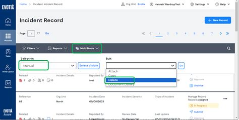 Deleting Multiple Records Evotix