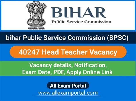 Bihar Bpsc Head Teacher Recruitment 2024 40247 Vacancy