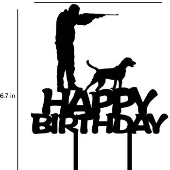 Gun Theme Happy Birthday Cake Topper Hunter With Gun With His Hunting