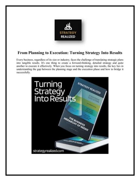 Turning Strategy Into Results Strategy Realized Ppt