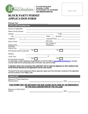 Fillable Online Block Party Permit Application Form Fax Email Print Pdffiller