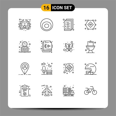 16 User Interface Outline Pack Of Modern Signs And Symbols Of Clock Wifi Document Smart Camera