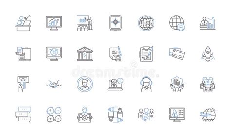 Organization Headquarters Line Icons Collection Corporate Location Hierarchy Structure