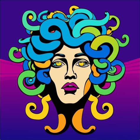 Premium Vector Psychedelic Medusa Head Tattoo With Bold Patterns