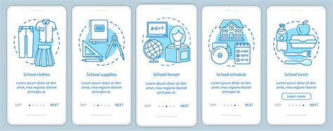 School Learning Onboarding Mobile App Page Screen Vector Template