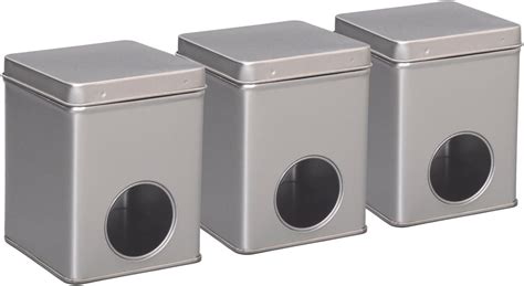 tea4chill 3 Stk Teedosen für losen Tee 100g Gewürzdosen Silver Window