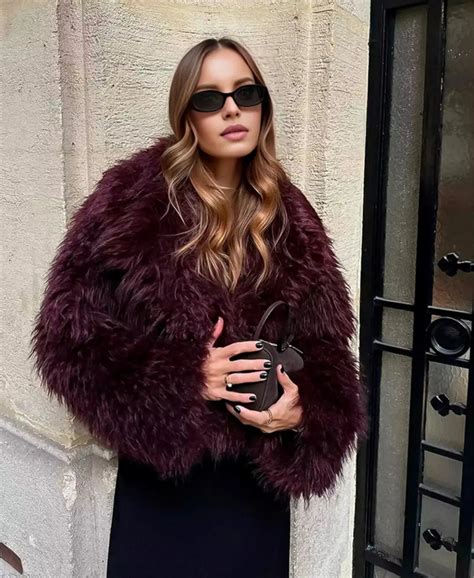 Burgundy Faux Fur Coat Charlotte And Me