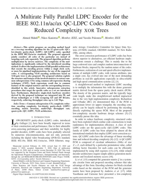 A Multirate Fully Parallel Ldpc Encoder For The Ieee 80211n Ac Ax Qc