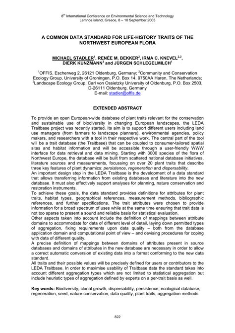 Pdf A Common Data Standard For Life History Traits Of The Northwest European Flora