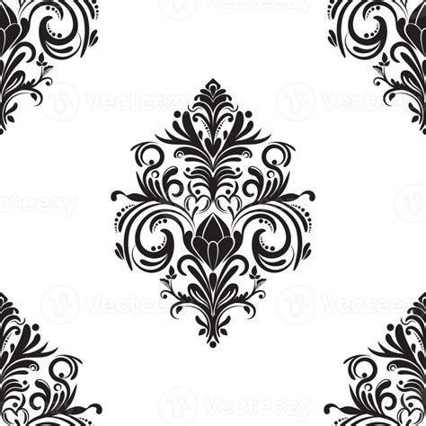 Damask Floral Motif Tile Pattern Luxury Tile Isolated Element
