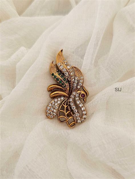 Traditional Peacock Design Saree Pin South India Jewels
