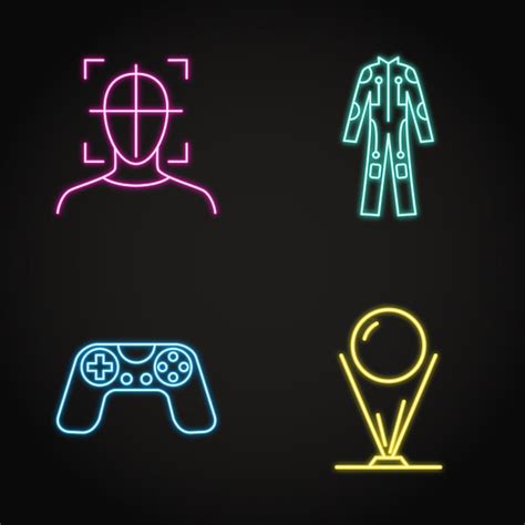 Virtuele Realiteit Neon Pictogramserie Premium Vector