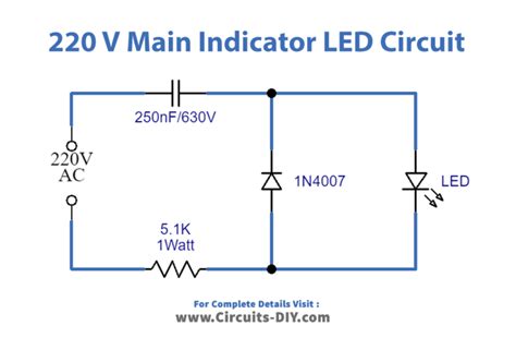 Simple 220 Volt Main Indicator Led Circuit