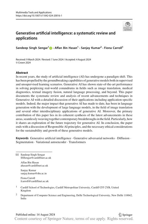 Pdf Generative Artificial Intelligence A Systematic Review And