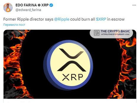 Former Ripple Ceo Matt Hamilton Says Ripple May Burn All Xrp 100k On
