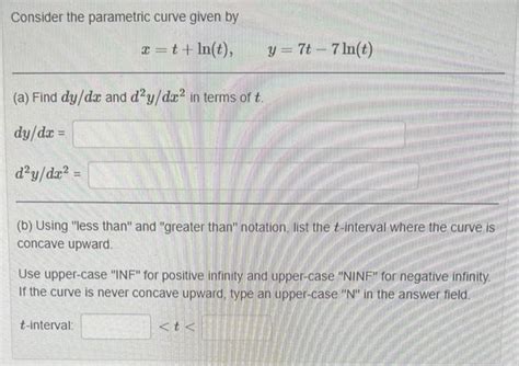 solved consider the parametric curve given by