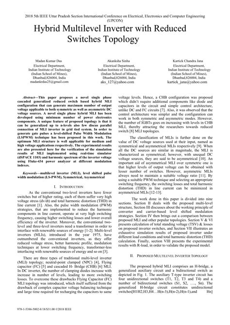 Pdf A New Half Cascaded Multilevel Inverter Topology To Improve Systems Performance Parameters
