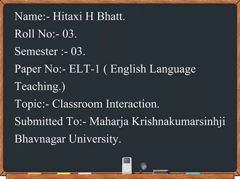 Classroom Interaction Ppt