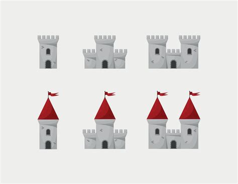 Medieval Vector Castles Icon Set Cartoon Fairy Tale Castle Tower Icon