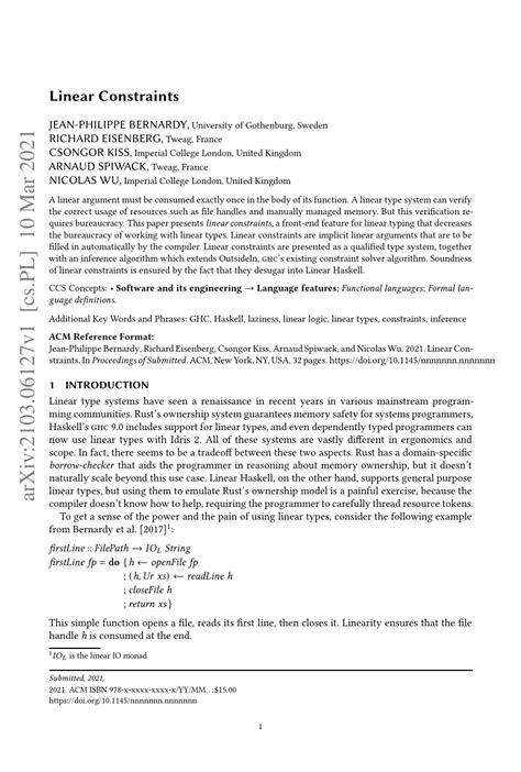 Pdf Linear Constraints