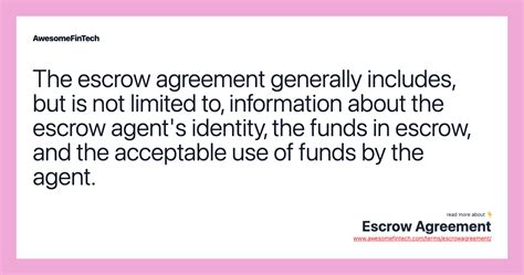 Escrow Agreement Awesomefintech Blog