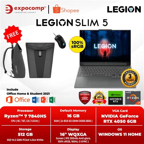 Jual Lenovo Legion Slim Aph Id Grey Amd Ryzen Hs Rtx Gb Gb Gb W Ohs