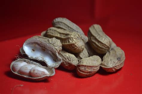Premium Photo Peanuts In A Shell On A Red Background