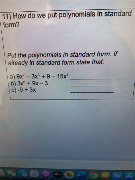 Answered 11 How Do We Put Polynomials In… Bartleby
