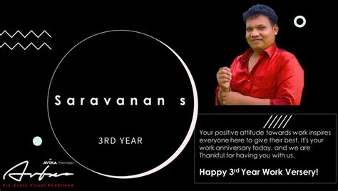 Avfx Solutions Pvt Ltd On Linkedin Happy Work Anniversary Saravanan S