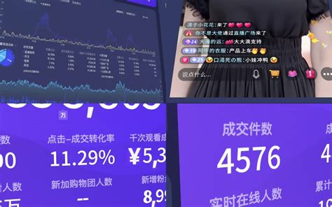 抖音直播带货销售额电商流量数据大屏视频素材下载