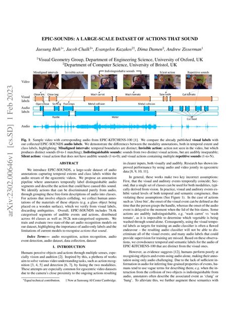 Epic Sounds A Large Scale Dataset Of Actions That Sound DeepAI