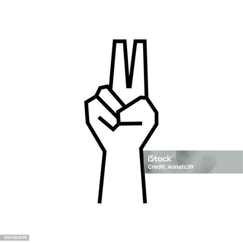 흰색 기호 및 기호 그림에 격리 된 두 손가락 손 아이콘 벡터 가리키기에 대한 스톡 벡터 아트 및 기타 이미지 가리키기