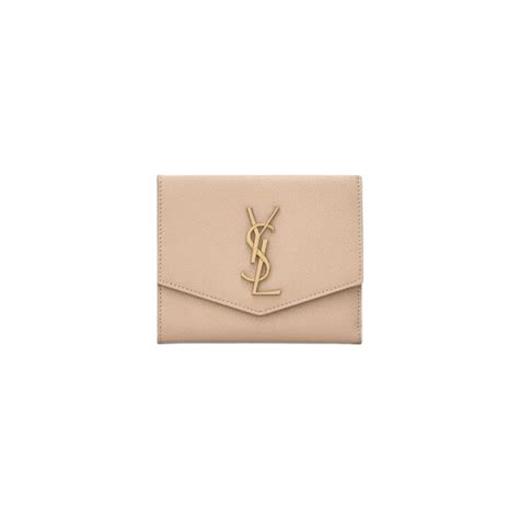 생로랑 업타운 컴팩트 월렛 그레인 드 뿌드르 엠보스 레더 다크 베이지 Saint Laurent Kream