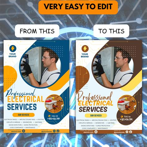 Electrical Services Flyer Template Electrician Service Flyer Editable Design Layout Instant