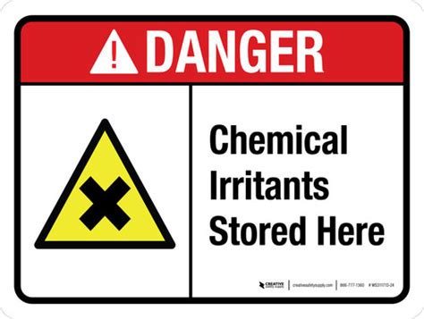 Danger Chemical Irritants Stored Here Landscape Ansi Wall Sign