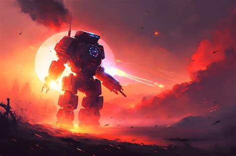 Premium Ai Image Post Apocalypse Concept Uprising Of Robots Battle Of