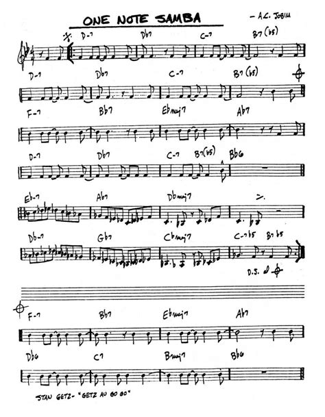 Partition Gratuite One Note Samba De Carlos Jobim Partition