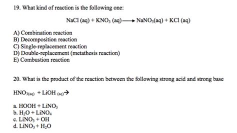 Get Answer What Kind Of Reaction Is The Following One Nacl Aq