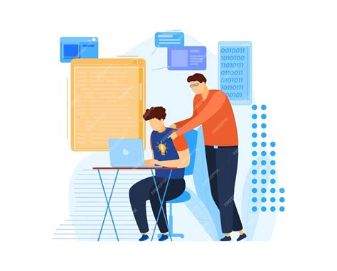 Enseignant Enseignant étudiant Novice Gars Programmeur Ordinateur