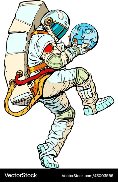 Astronaut Holding Planet Earth In Hands Ecology Vector Image