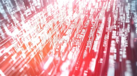 Dynamic Flow Of Binary Data Streams In Glowing Red And White