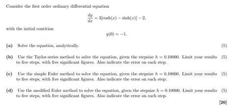 Solved Consider The First Order Ordinary Differential